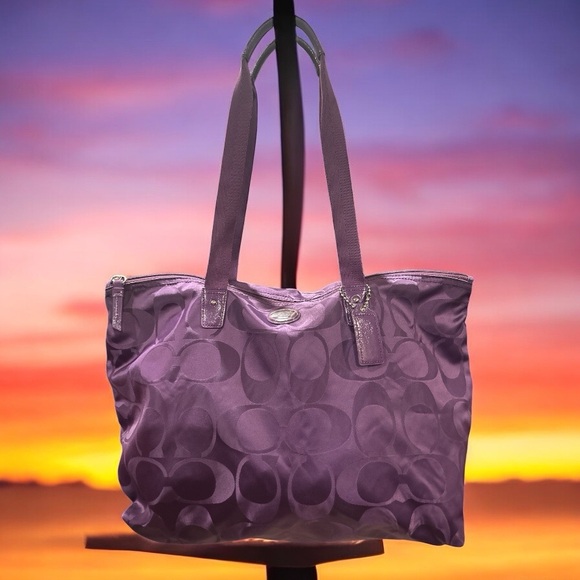 Coach | Bags | Coach Nylon Purple Shoulder Bag | Poshmark